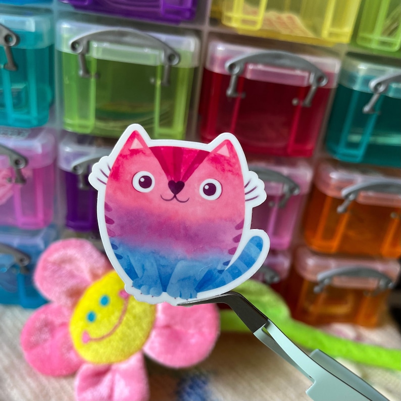 Bi Pride Cat Sticker. Die Cut Laminated Vinyl Sticker. LGTBQ Pride - Etsy