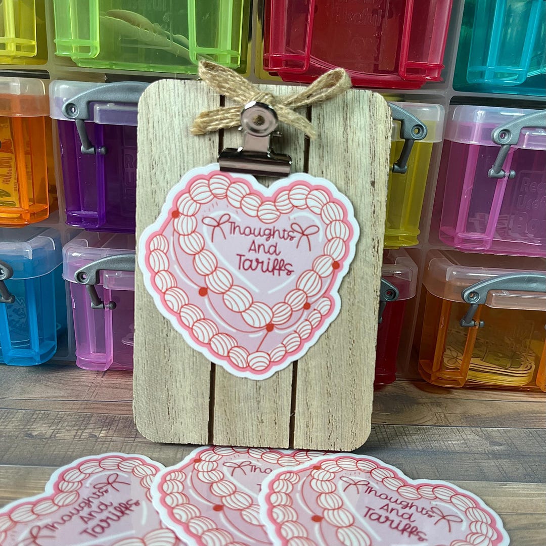 Thoughts and Tariffs Cake Sticker. Coquette Style in Pink and Purple ...