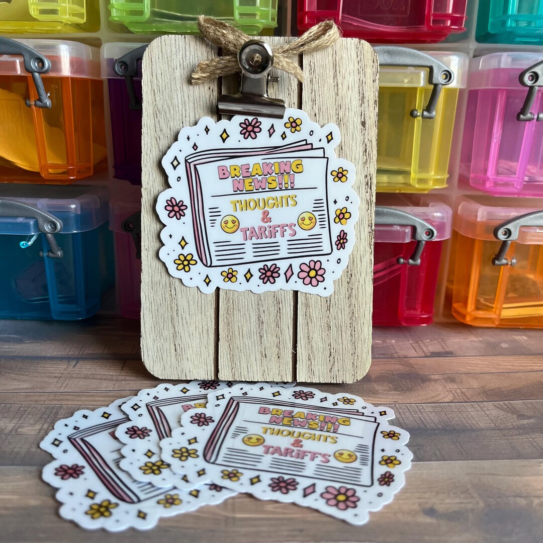 Thoughts & Tariffs Newspaper Sticker. Die Cut Vinyl Sticker for Water ...