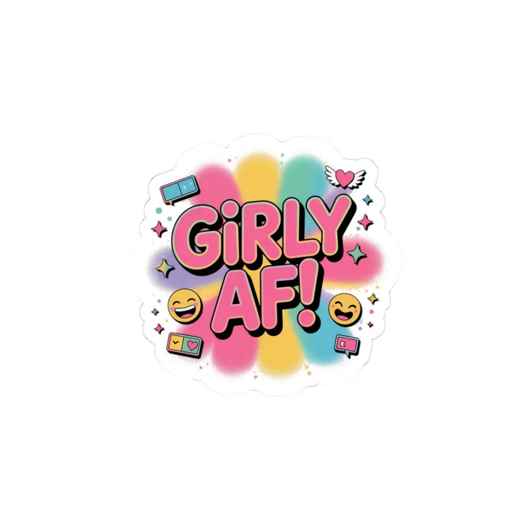 Girly AF Vinyl Sticker | Gen-z Slang, Internet Lingo - Etsy