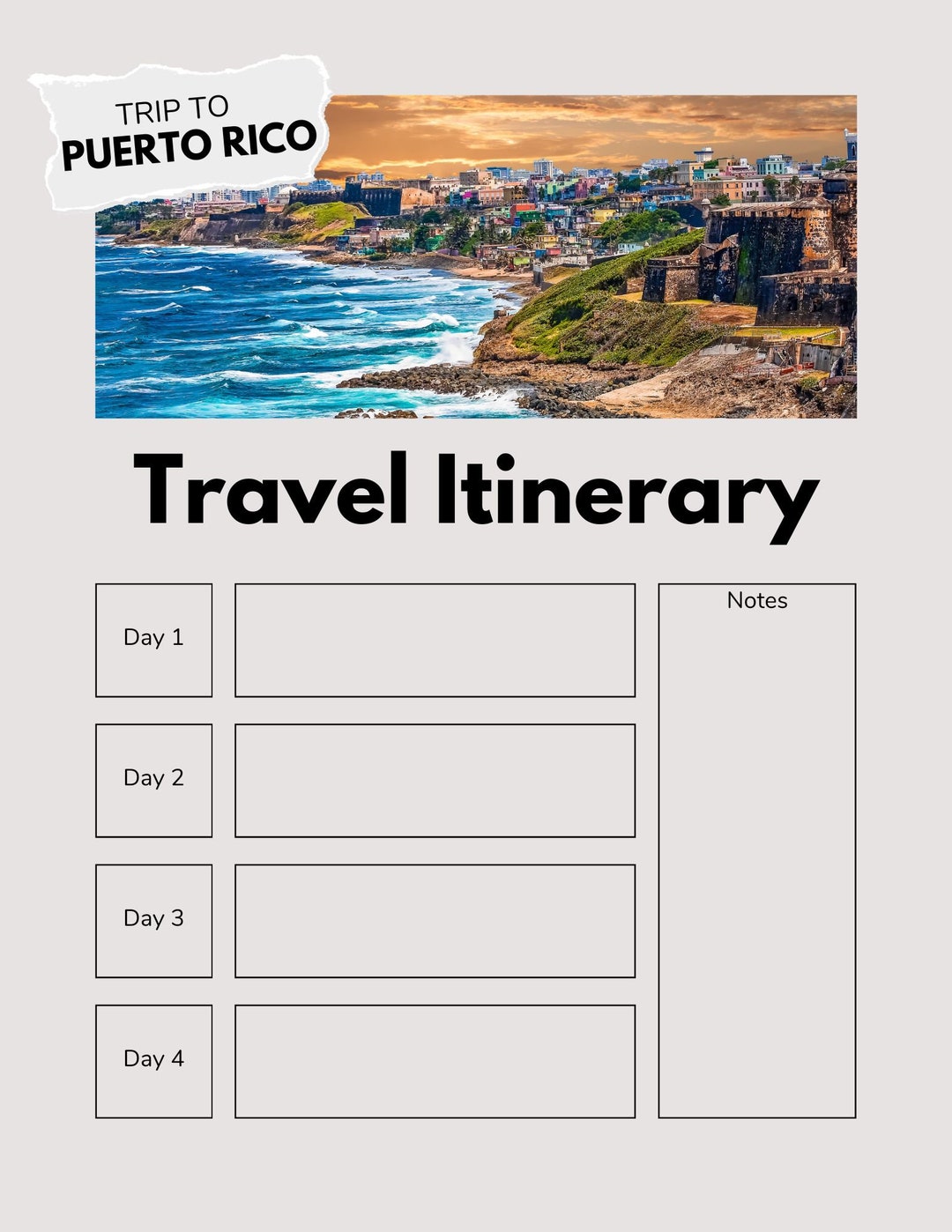 Printable Puerto Rico Travel Planner - Etsy