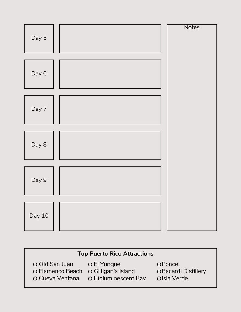 Printable Puerto Rico Travel Planner - Etsy