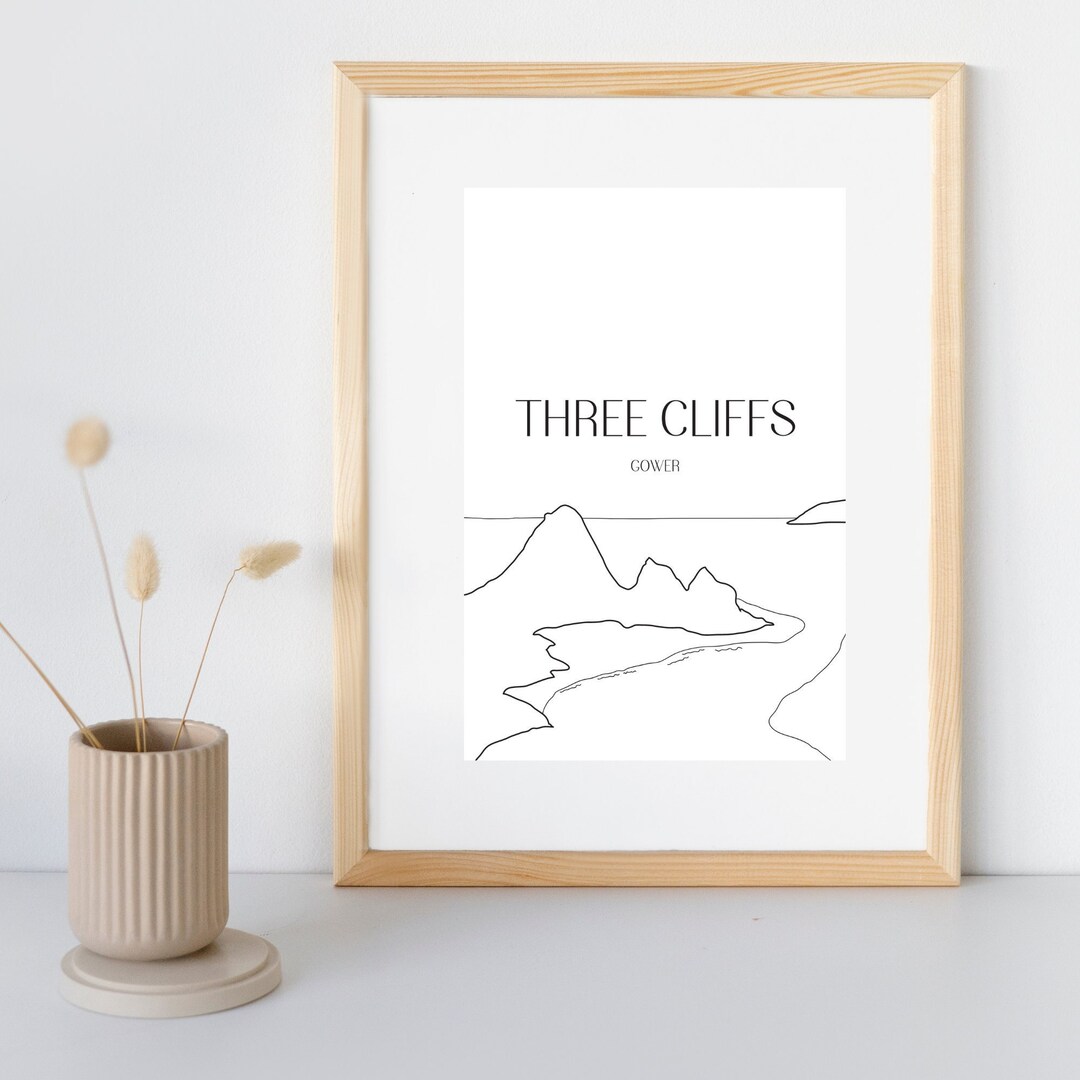 Gower Beach Prints | Ocean Waves Line Art | Black and White Wall Art ...