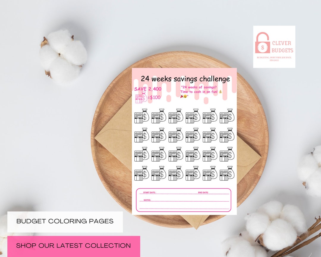 24-week Budgeting Challenge Coloring Page | Savings Challenge" | DIY ...