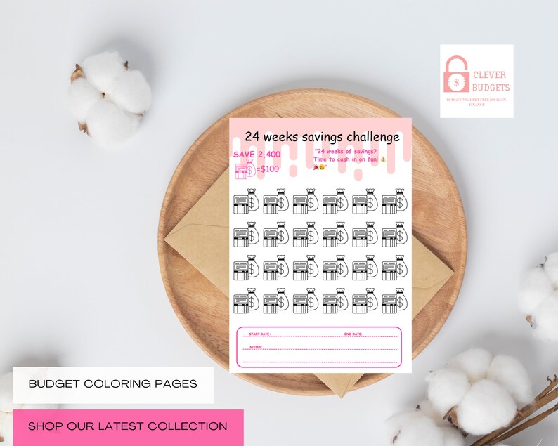 24-week Budgeting Challenge Coloring Page | Savings Challenge" | DIY ...