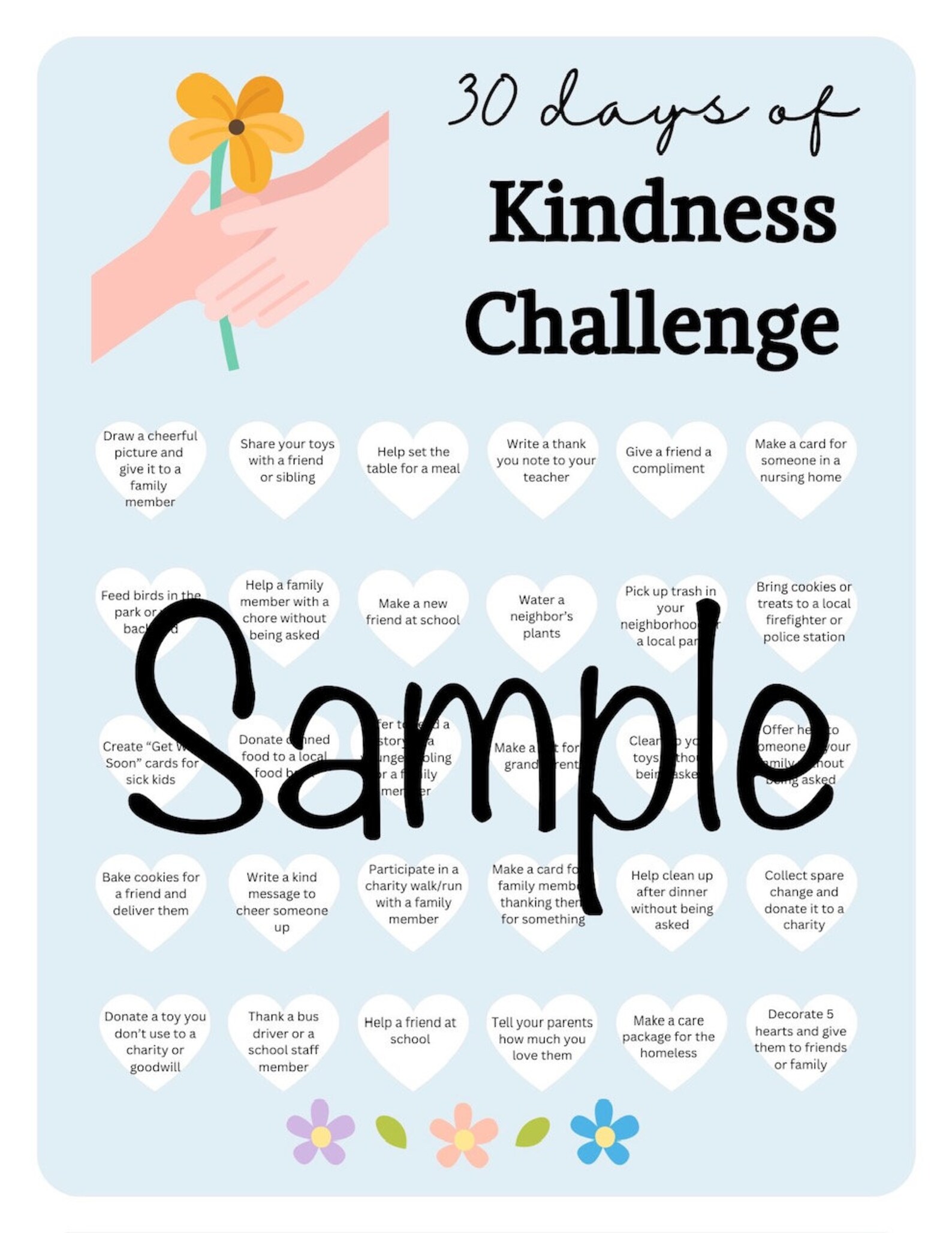 30 Days of Kindness Challenge for Kids DIGITAL - Etsy