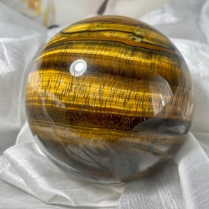 Tigereye Sphere , Giant Tiger’s Eyes SPHERE, Gold Gemstones, Round Ball ...