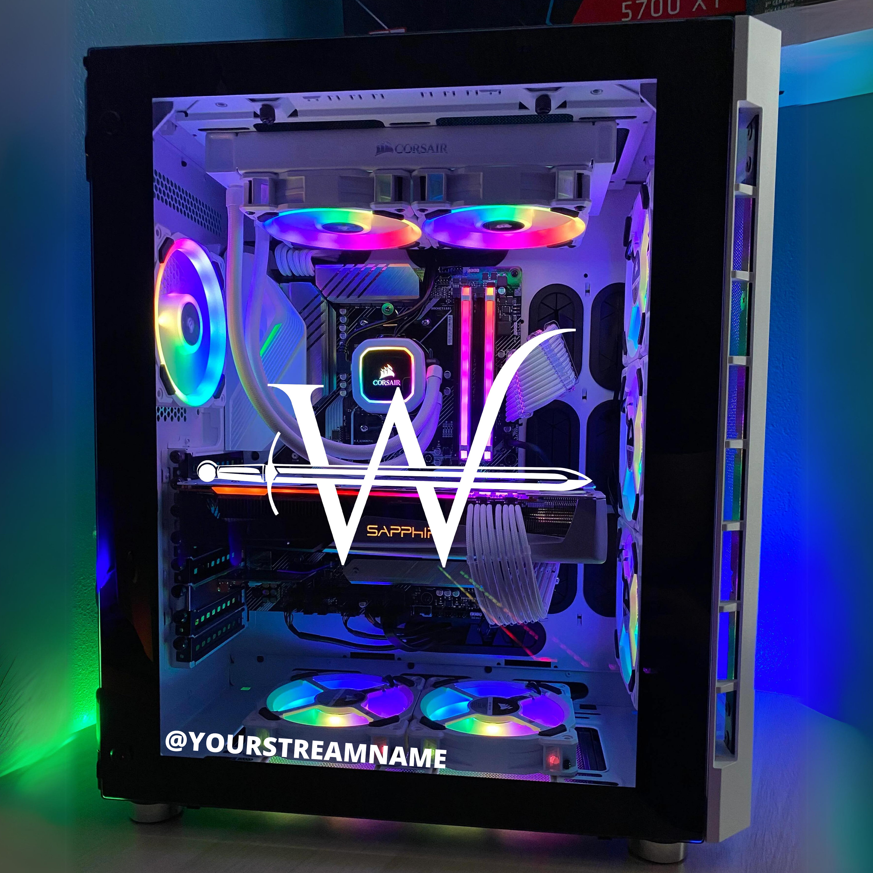 Gaming PC Decal | Customizable Logo or Text - Custom PC Sticker ...