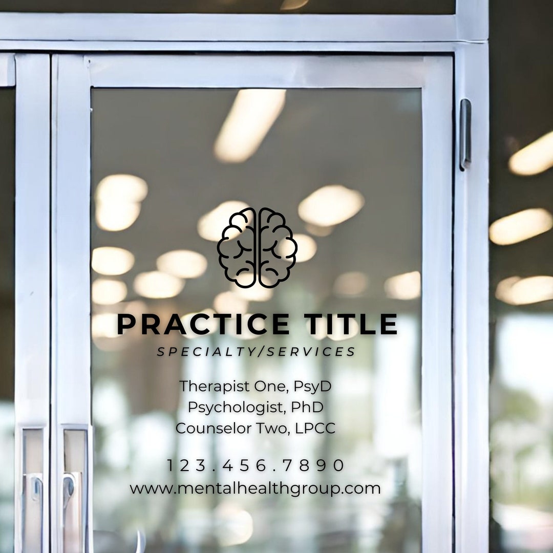 Therapy Practice Decal | Customizable Logo, Tagline, Username, Website ...