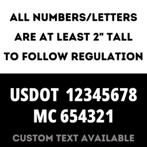 DOT Number Decal | Customizable Size, Color, and Font - Custom Vinyl ...