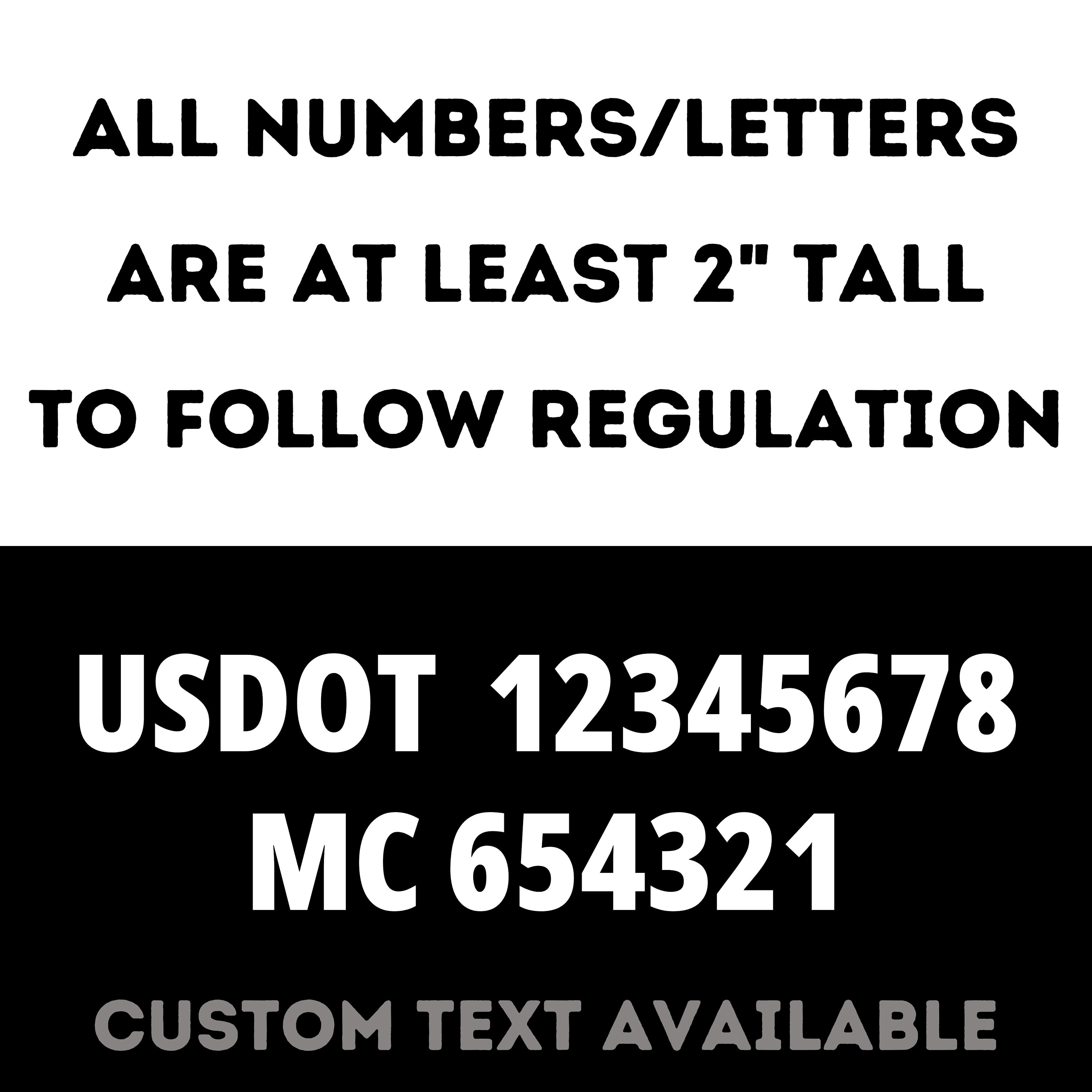 DOT Number Decal | Customizable Size, Color, and Font - Custom Vinyl ...