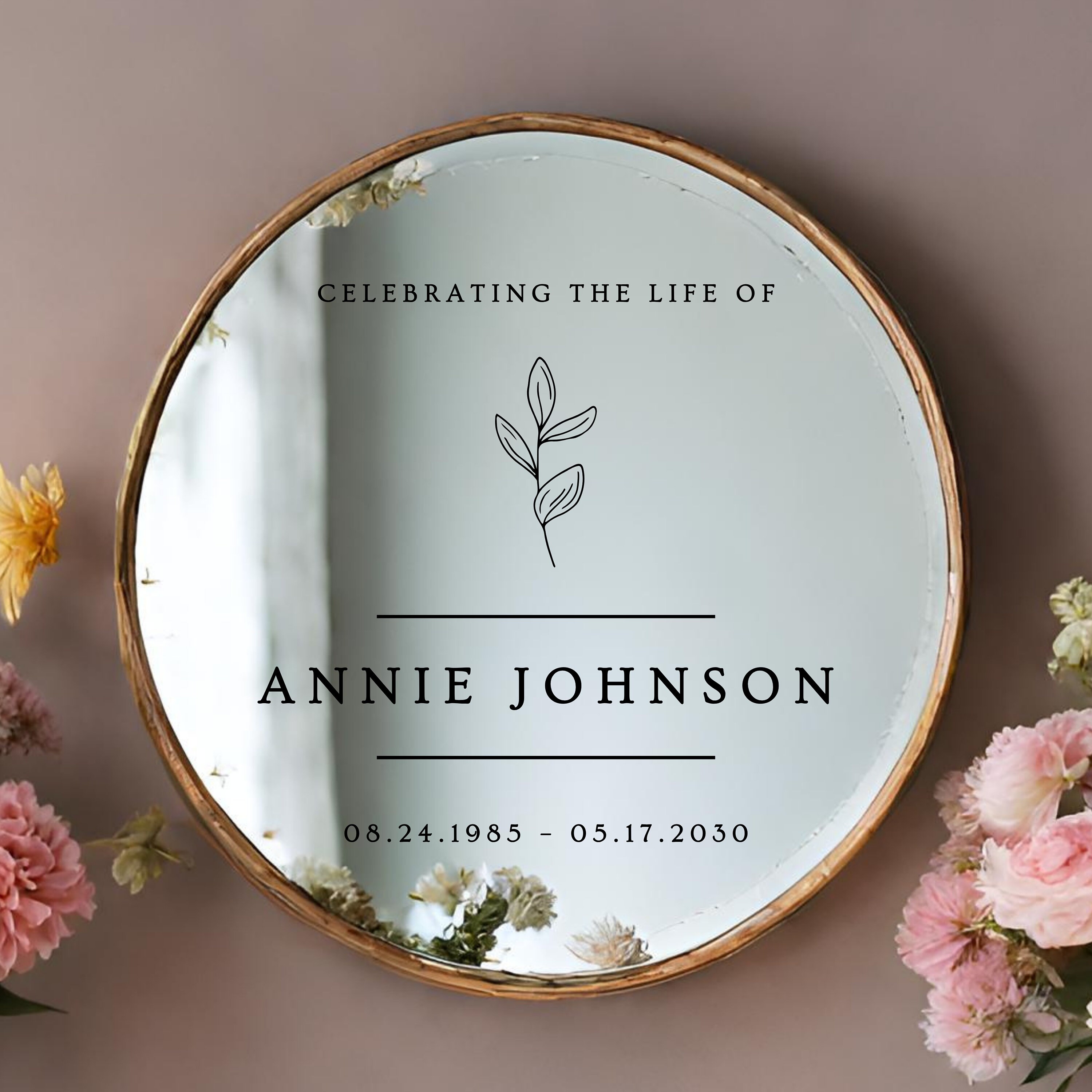Funeral / Memorial Sign Decal Customizable Name, Dates, Color, and ...