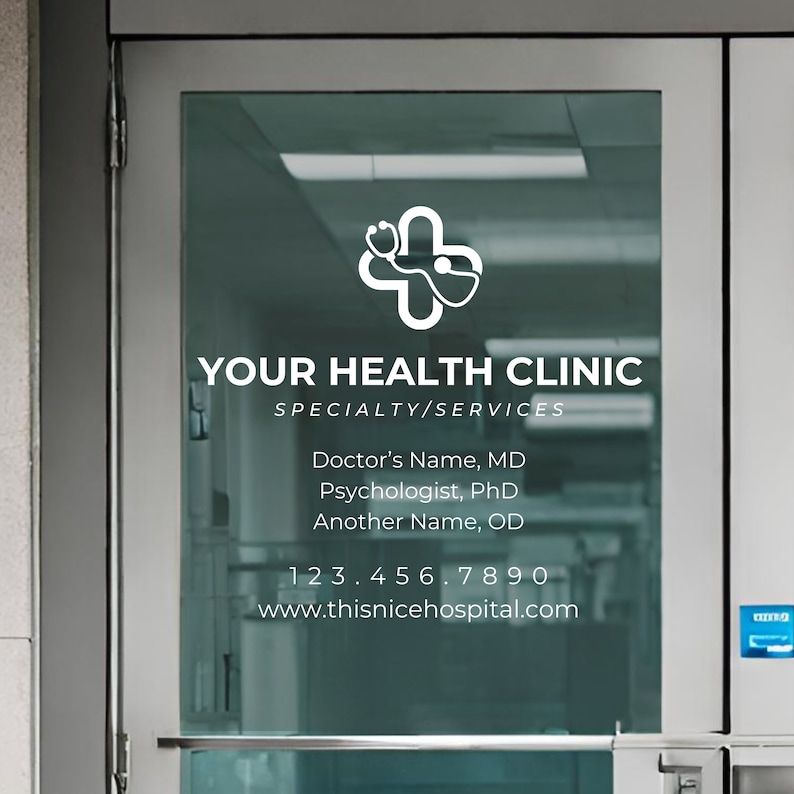 Health Clinic Decal Customizable Logo, Tagline, Username, Website ...