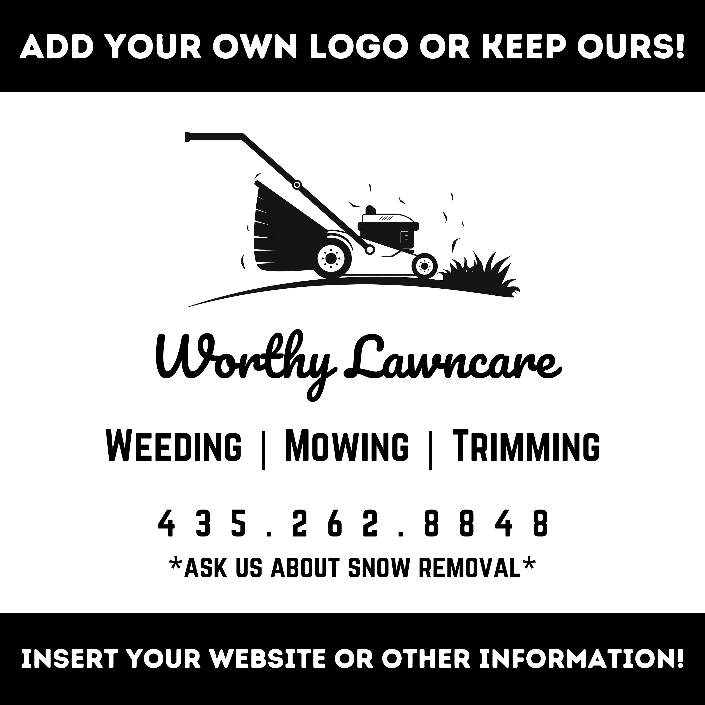 Lawn Care Business Decal | Customizable Logo, Name, Services, Website ...