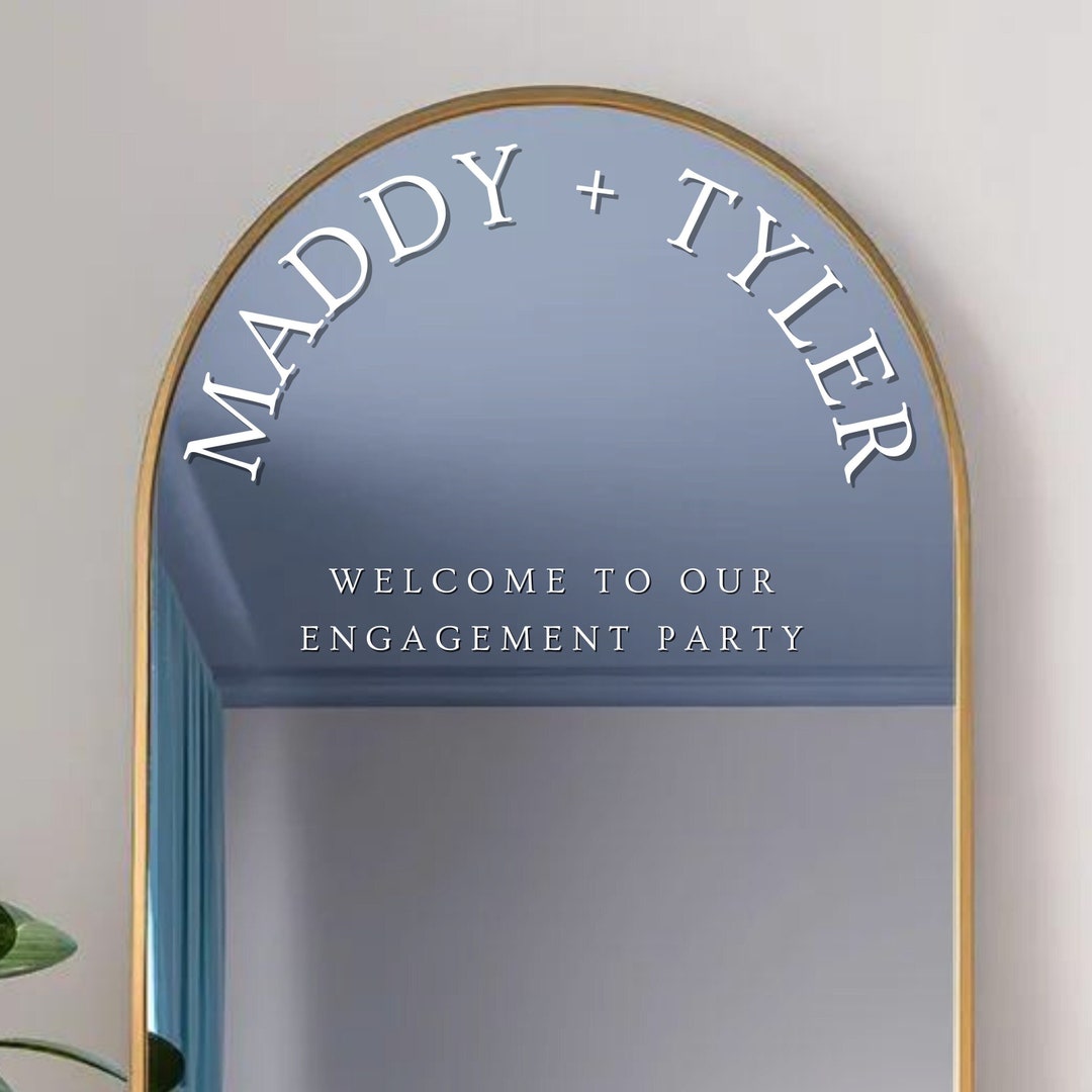 Engagement Party Selfie Mirror Decal | Customizable Names - Mirror ...
