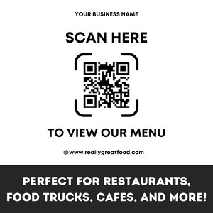 Menu QR Decal | Customizable Business Name, QR, and Website - Window ...