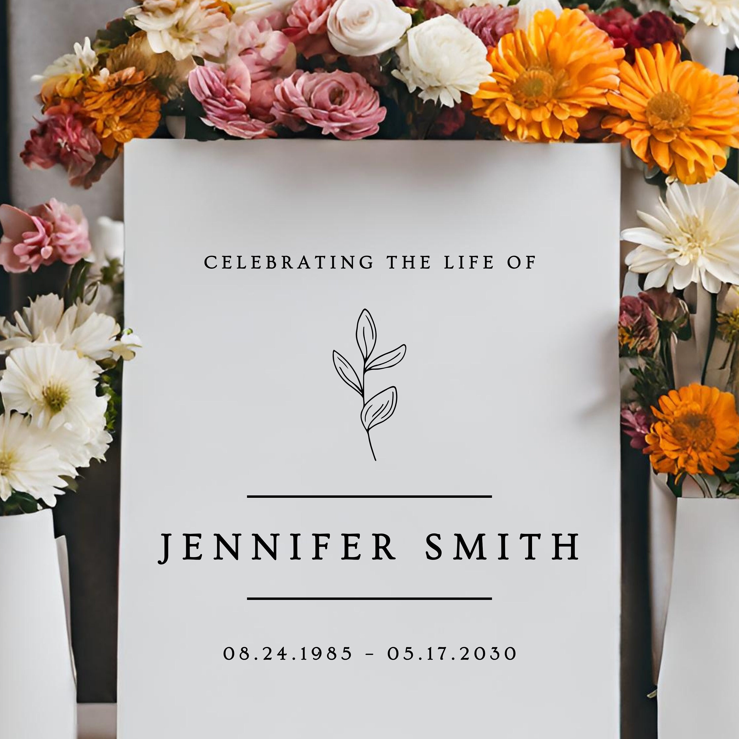 Funeral / Memorial Sign Decal Customizable Name, Dates, Color, and ...