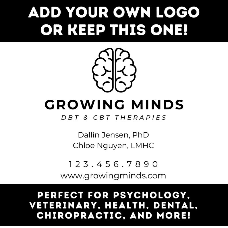 Therapy Practice Decal | Customizable Logo, Tagline, Username, Website ...