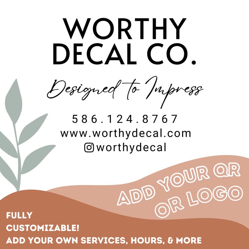 Customizable Window Decal | Your Business Logo, Tagline, Info, Website ...