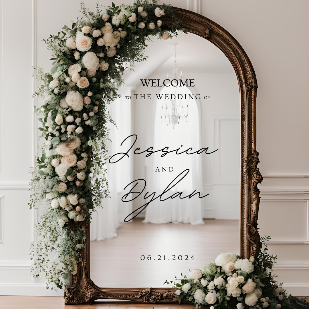 Welcome Wedding Sign | Customizable Names - Mirror, Acrylic, Cardboard ...