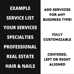 Service List Decal | Customizable Text, Font, and Color - Window Decal ...