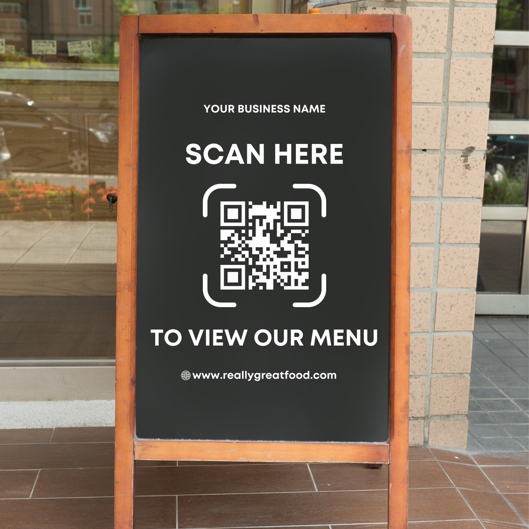 Menu QR Decal | Customizable Business Name, QR, and Website - Window ...