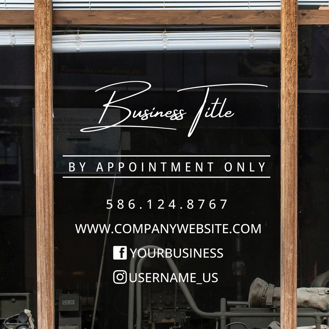 Custom Business Sign Decal | Customizable Tagline, Social Media ...