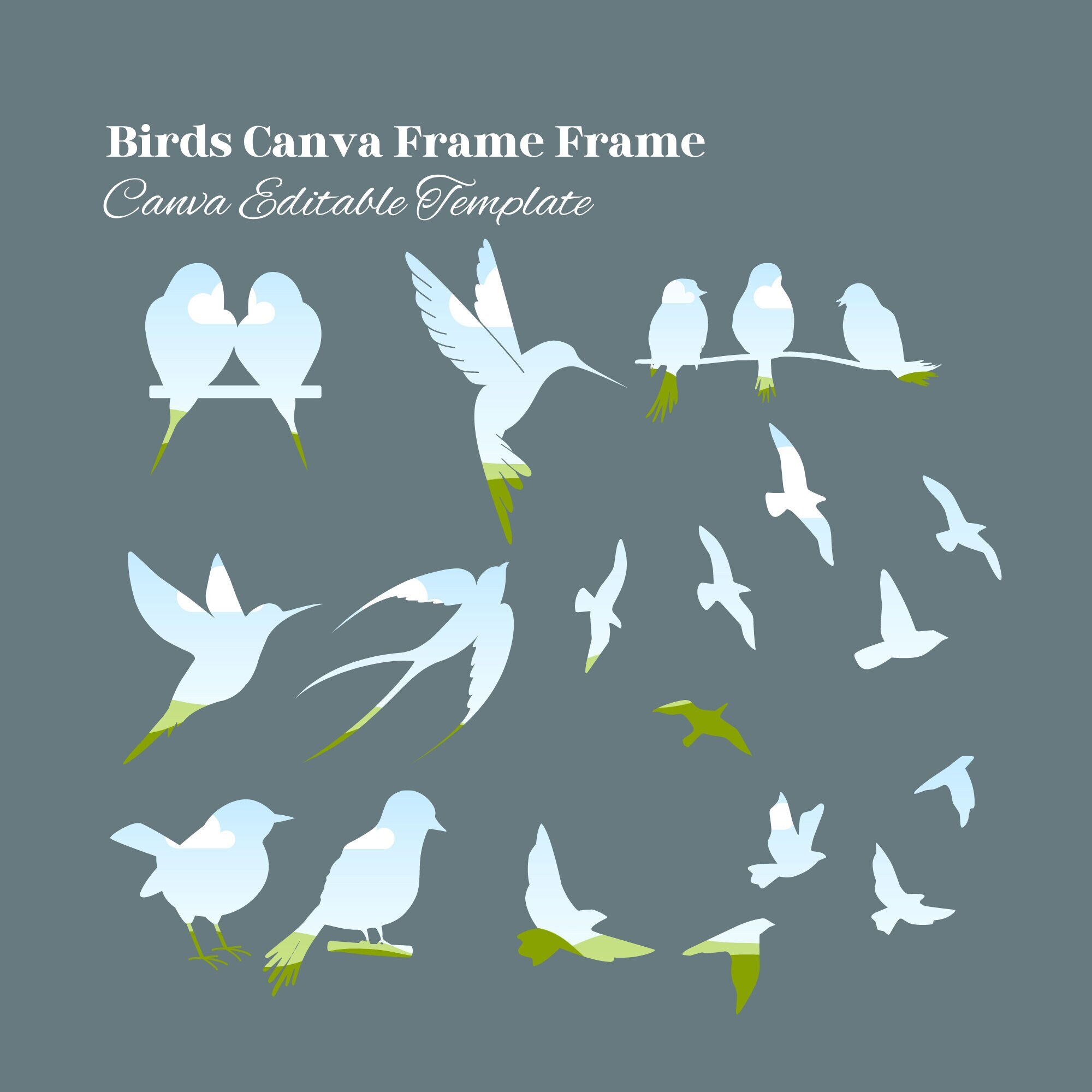 Birds Canva Frame Bundle Birds Frame PDF Canva Bird Template, Editable ...