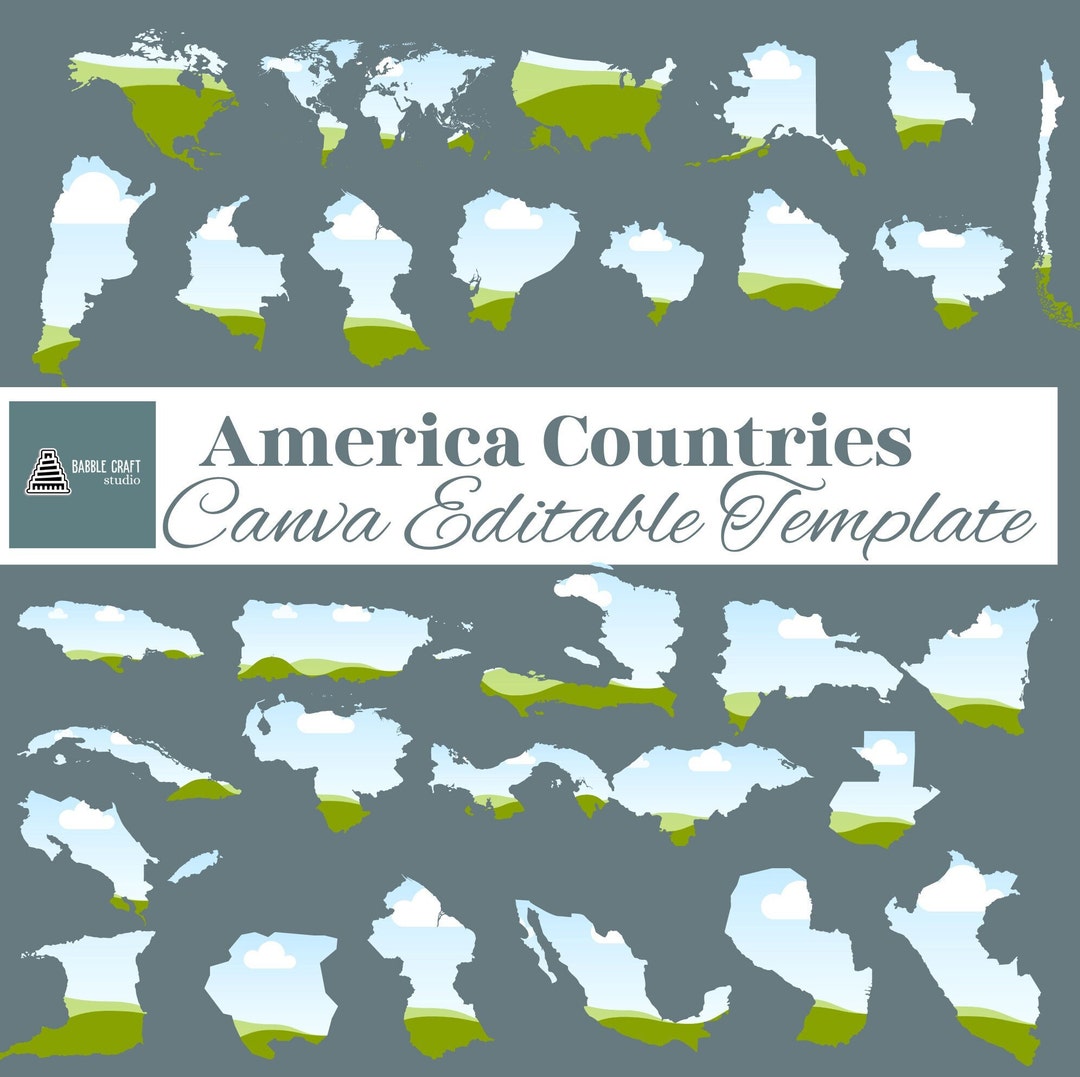American Countries Canva Frame Template America Theme Countries PDF ...