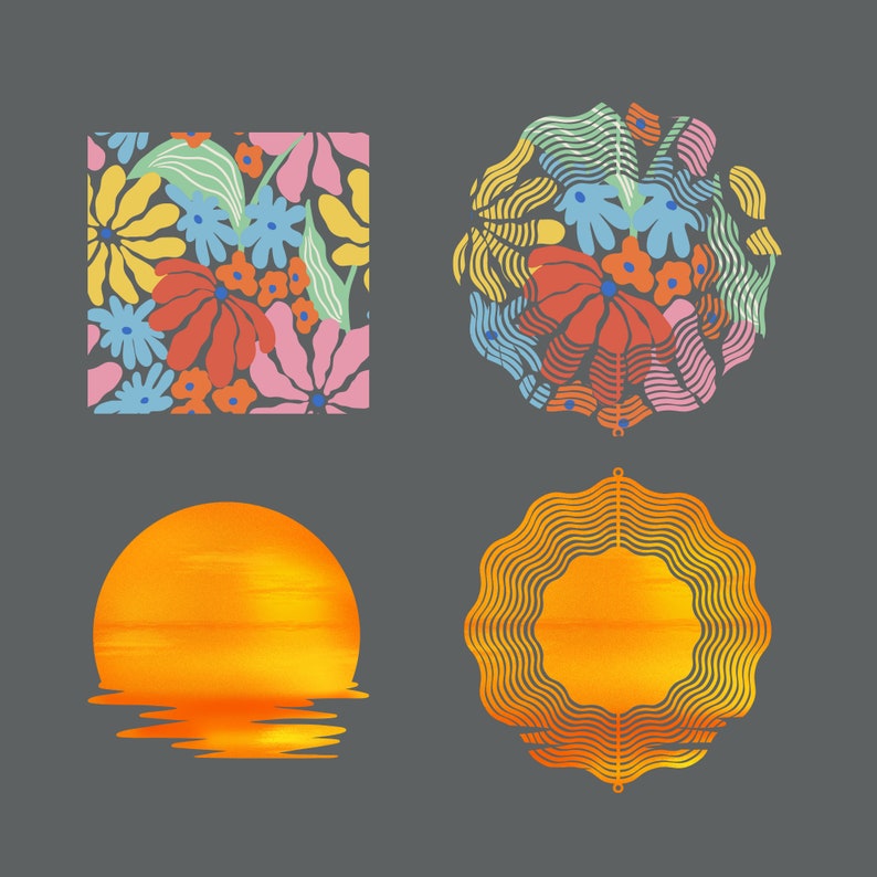 Wind Spinner Canva Frame PDF Template Bundle, 7 Different Wind Spinner ...