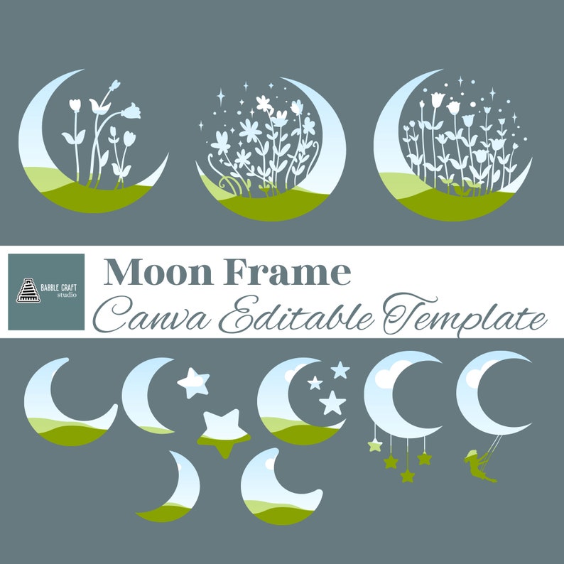Canva Moon Frame PDF, Canva Template, Editable Canva File, Blank Frame ...
