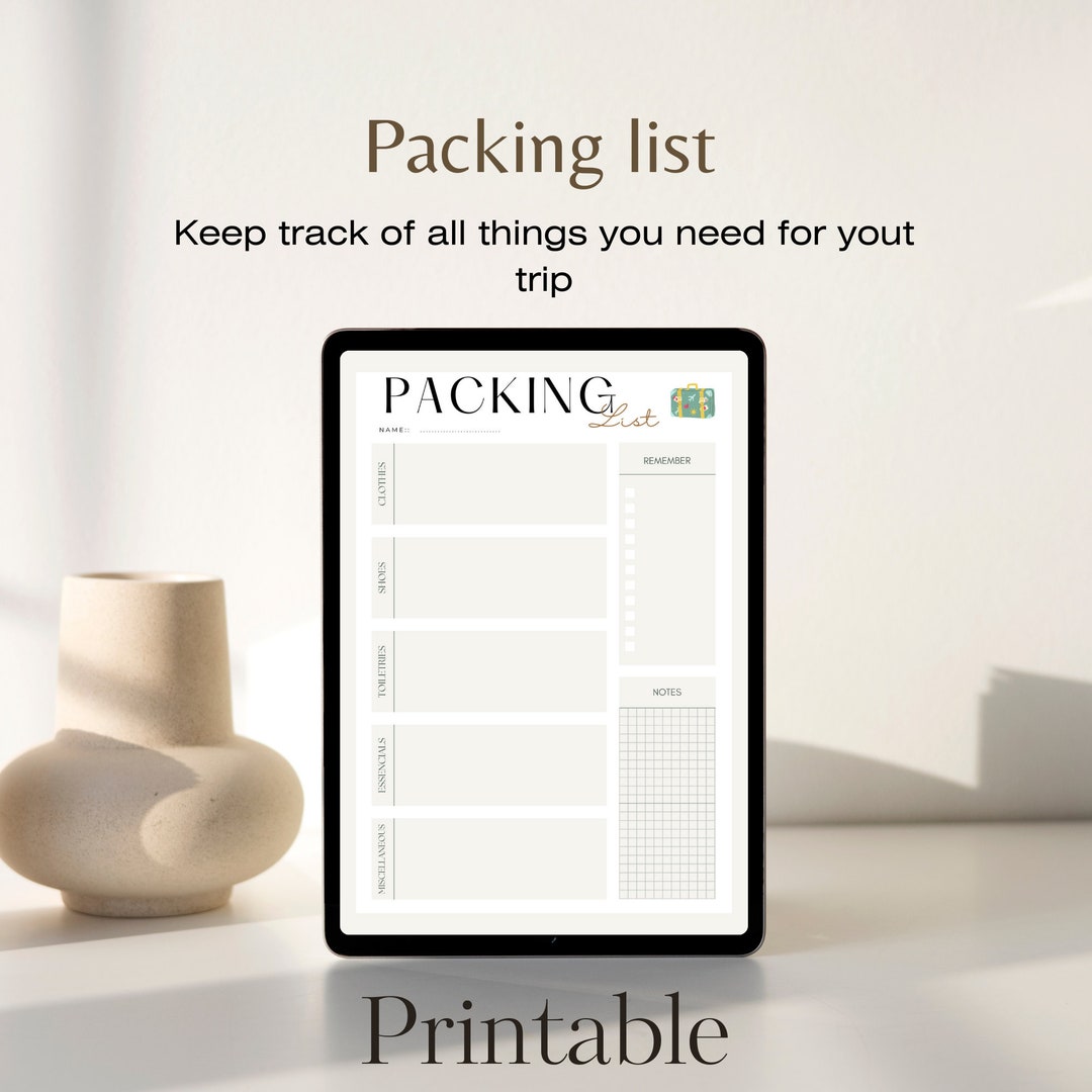 Packing List Tracker English and Spanish Log , Travel Tracker List ...