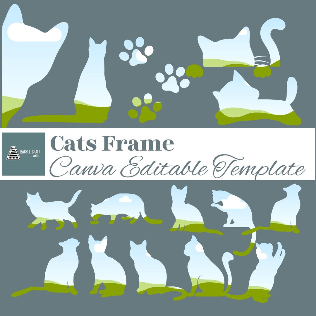 Canva Frame Template Bundle Cat, Cats Frame PDF, Canva Cat Template ...