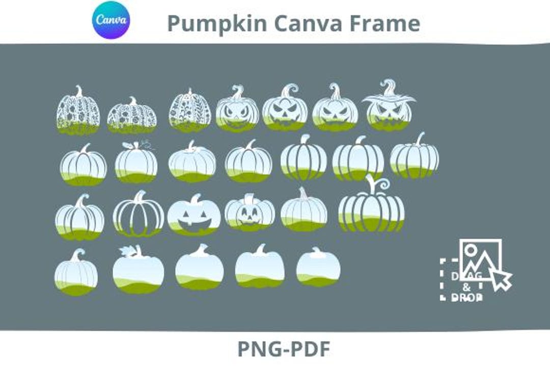 Pumpkins Canva Frames Bundle Drag and Drop Fall Halloween Spooky Season ...