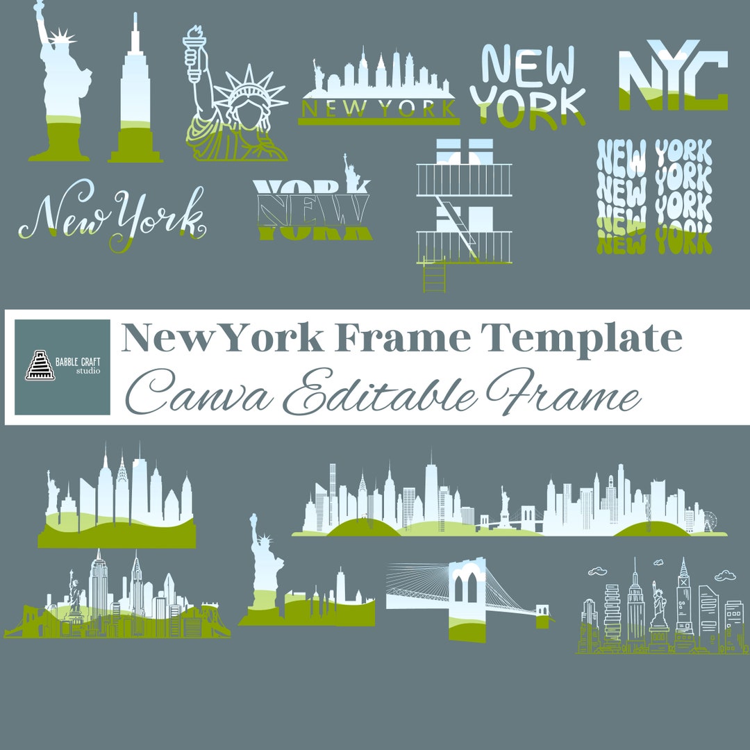 New York Canva Frames Templates. PDF Drag & Drop Files Editable ...