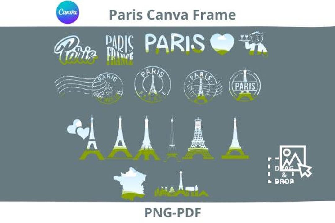 Paris Canva Frames Templates. PDF- Drag & Drop Files - Editable ...