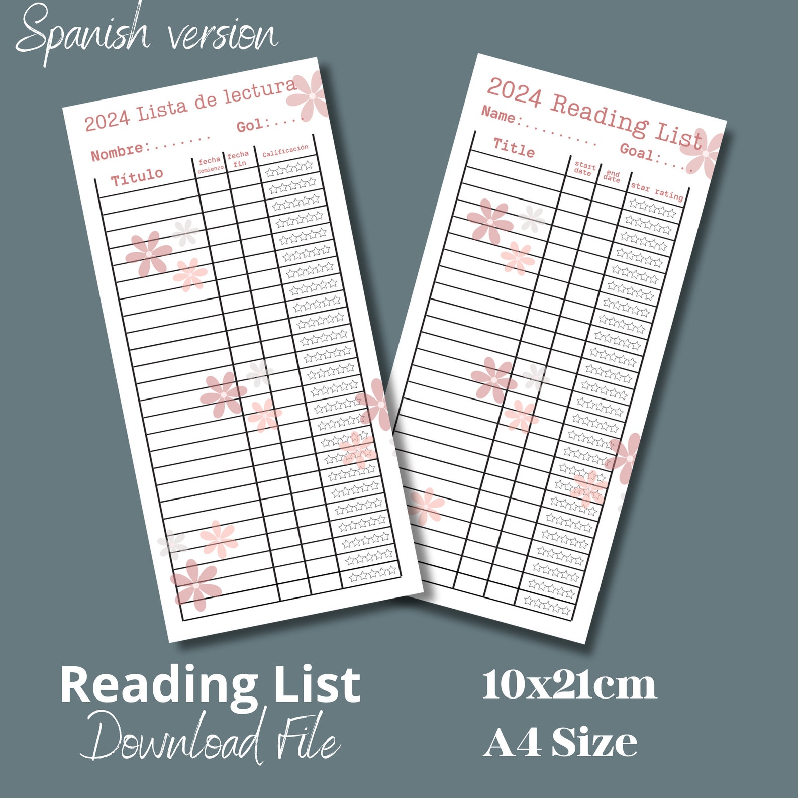 Printable Bookmarks Reading List Printable ,english and Spanish Reading ...