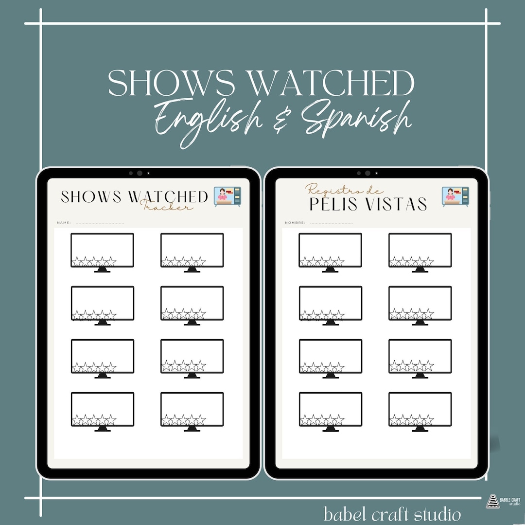 Shows Watched Tracker English and Spanish A5 Planner Insert Printable ...