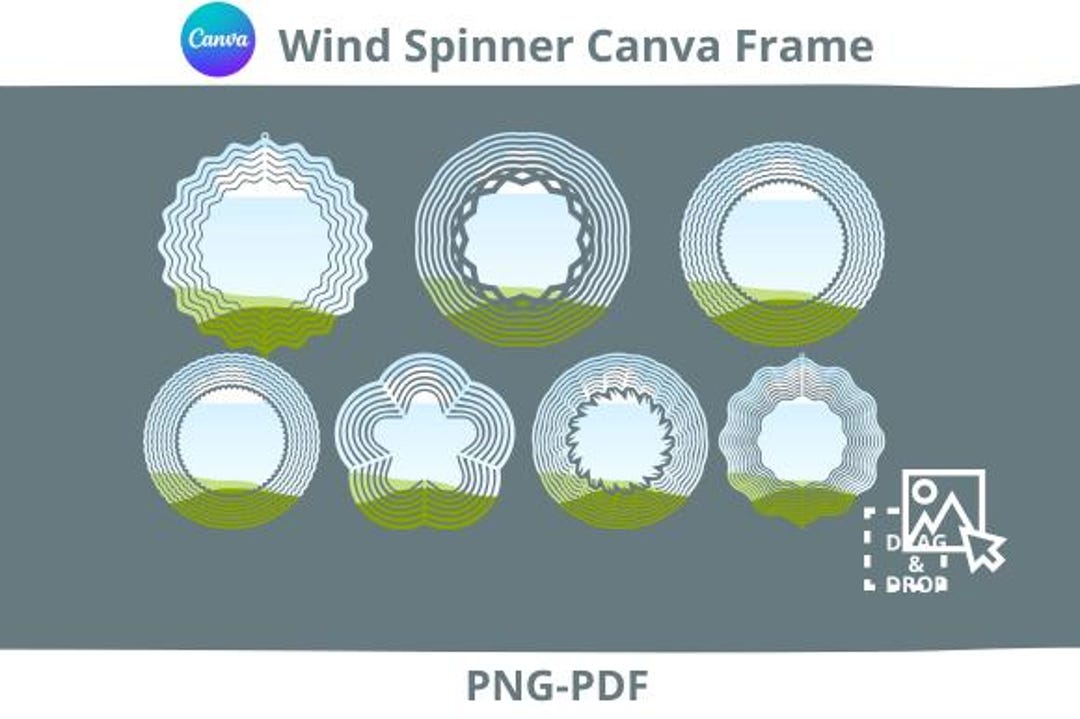 Wind Spinner Canva Frame Template Bundle Drag Drop Design Digital