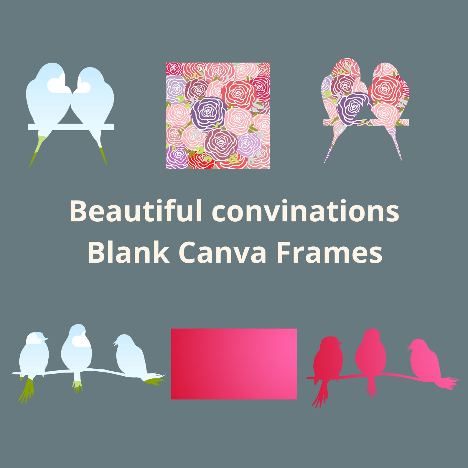 Birds Canva Frame Bundle Birds Frame PDF Canva Bird Template, Editable ...