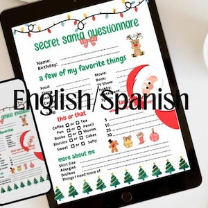 Spanish Bilingual Secret Santa Questionnaire - Etsy