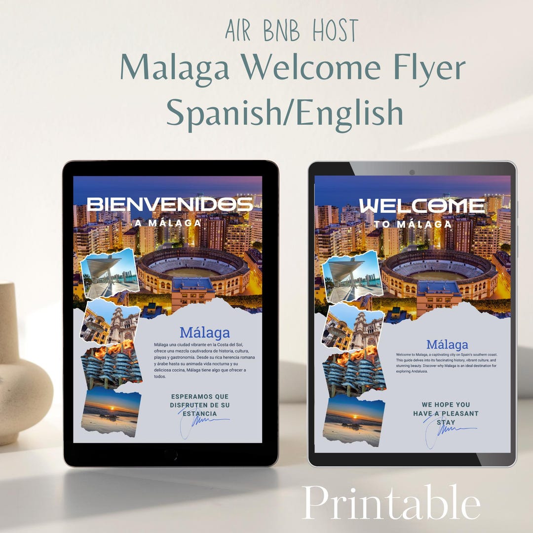 Spanish Malaga Air BNB Welcome Flyers Host Air Bnb Rentals Flyers ...