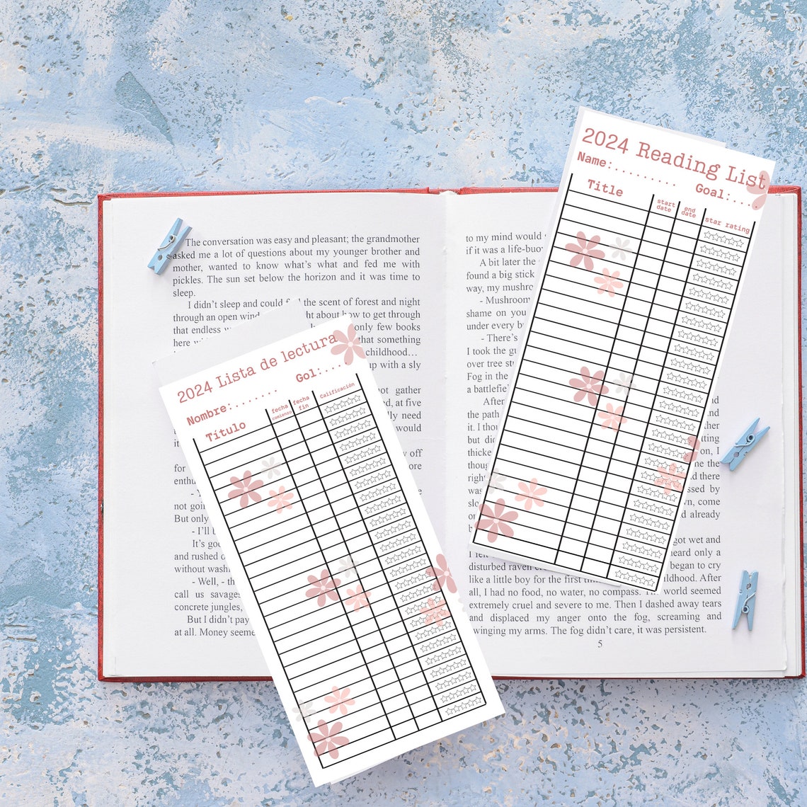 Printable Bookmarks Reading List Printable ,english and Spanish Reading ...