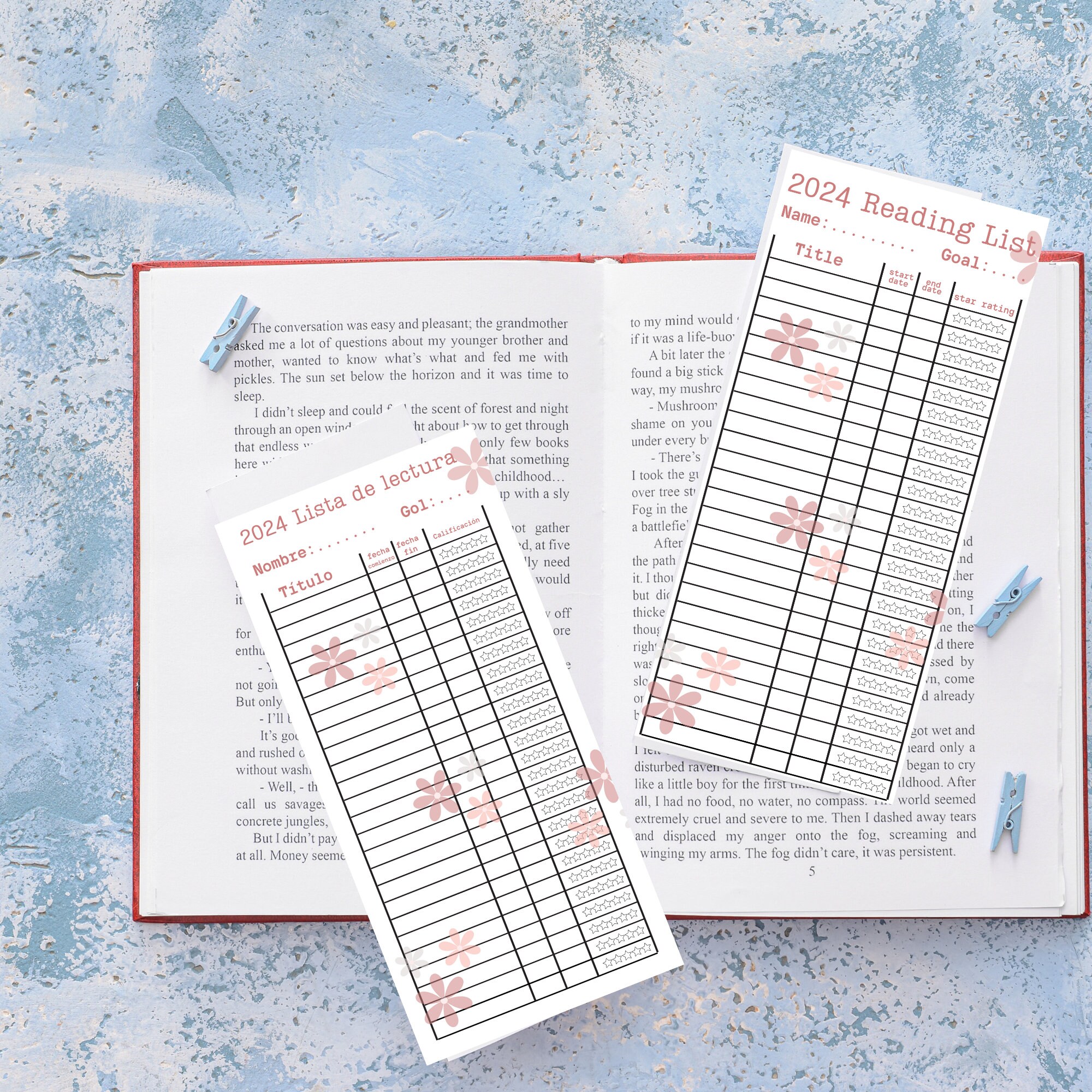 Printable Bookmarks Reading List Printable ,english and Spanish Reading ...