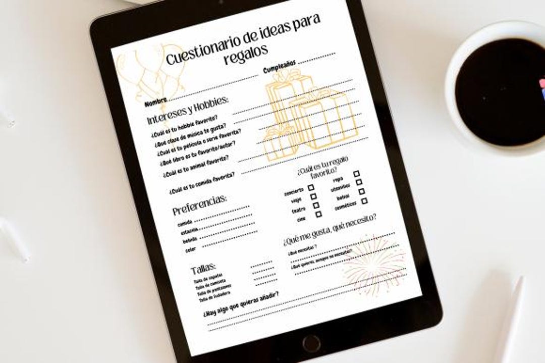 Spanish Gift Guide Questionnaire & Survey PDF | Editable Bilingual Get ...