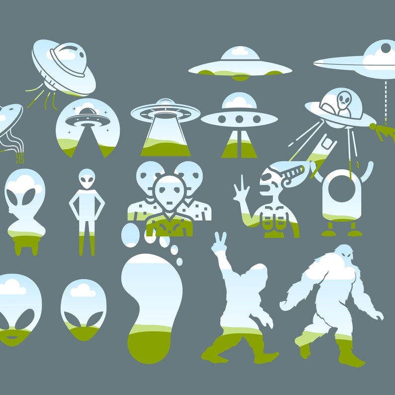 Alien Canva Frame Bundle UFO Alien Bigfoot Editable Canva Template ...