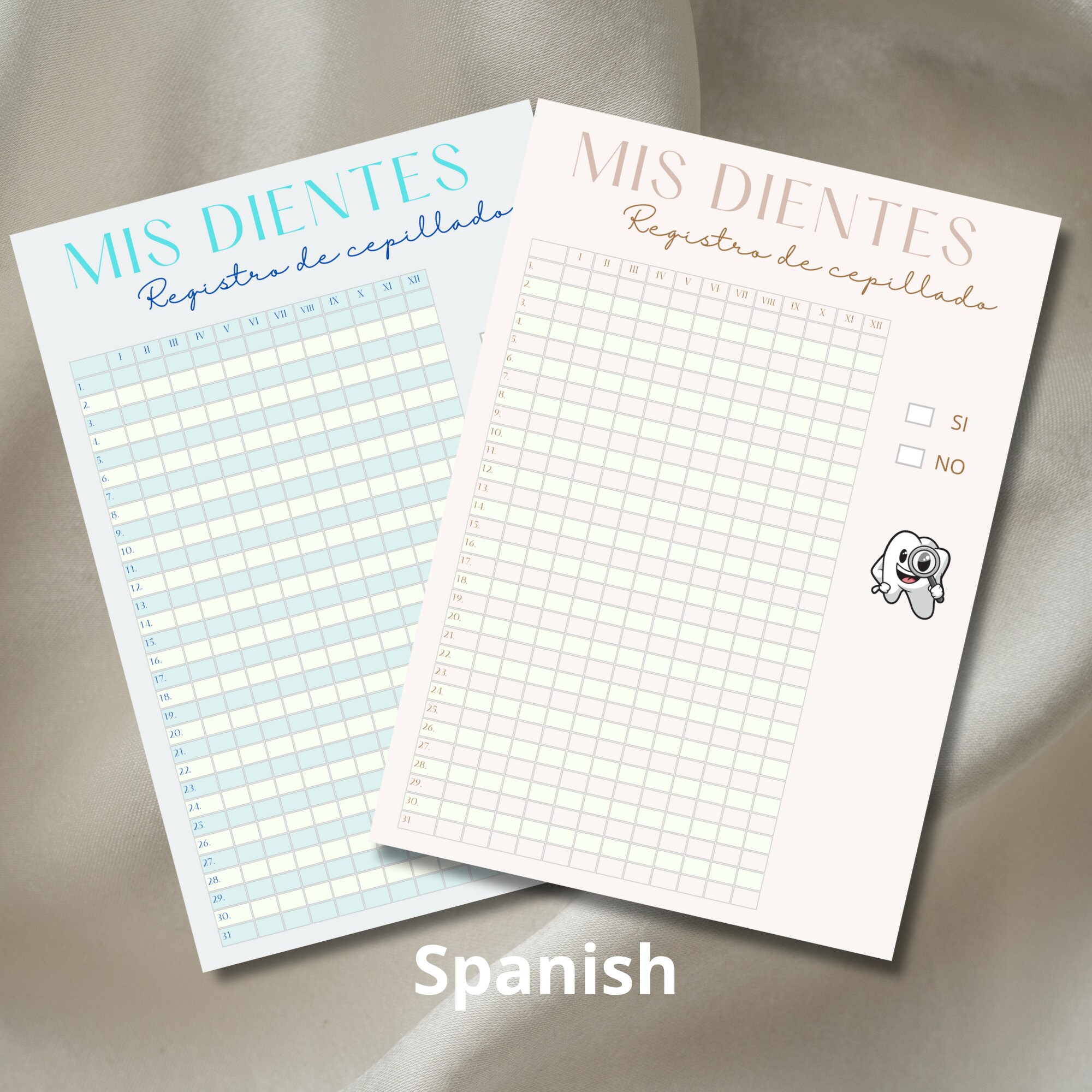 Teeth Brushing Tracker, Spanish and English Log Printable Tracker ...