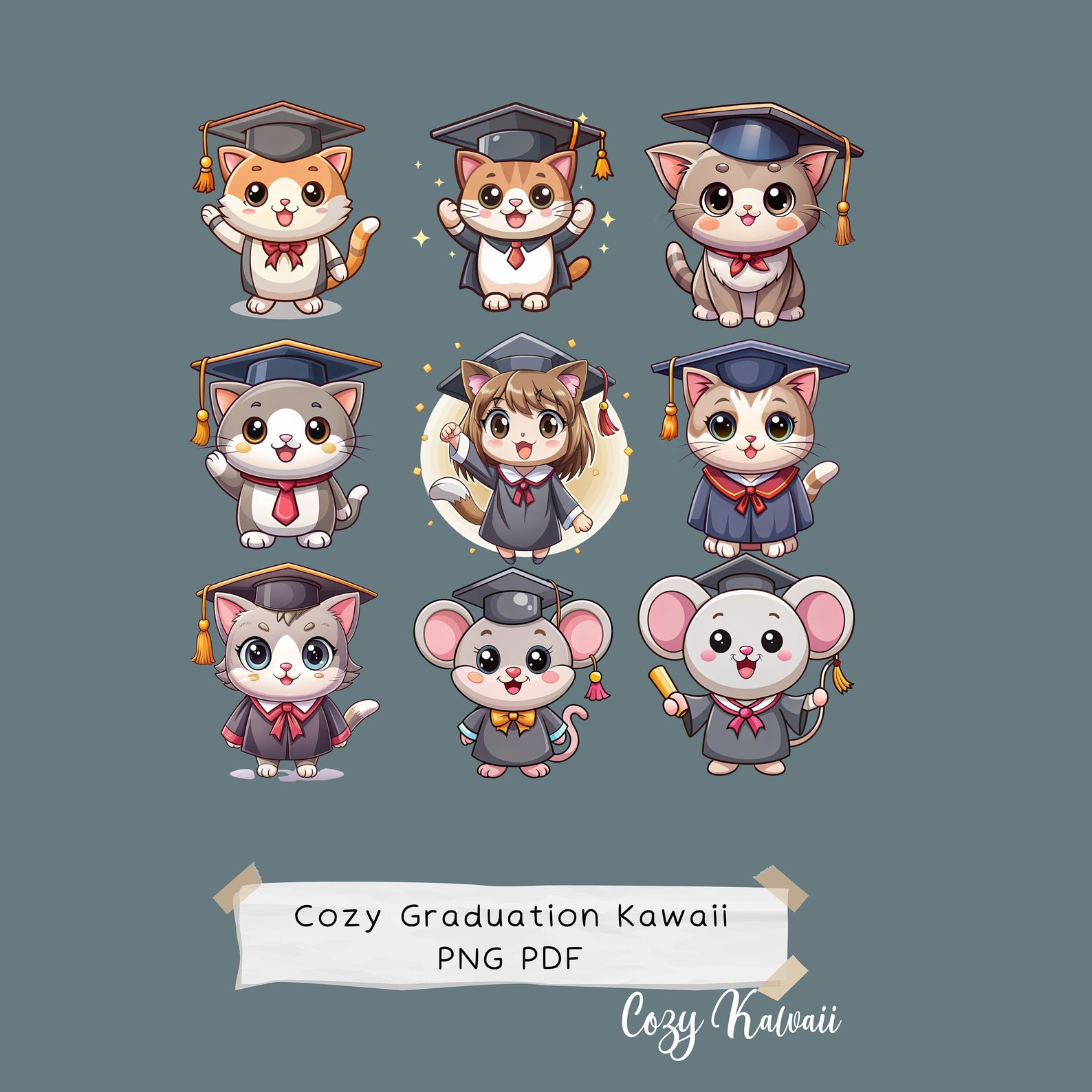 Graduation Bundle Png Graduated Kawaii Designs for High School ...