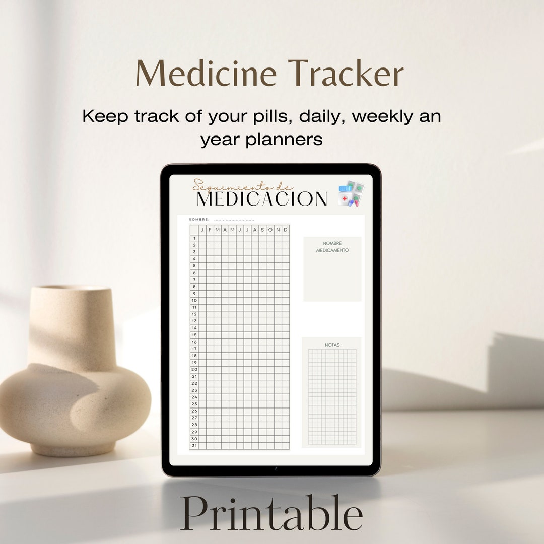 Medication Tracker English and Spanish Log, Weeky Month Year Medication ...