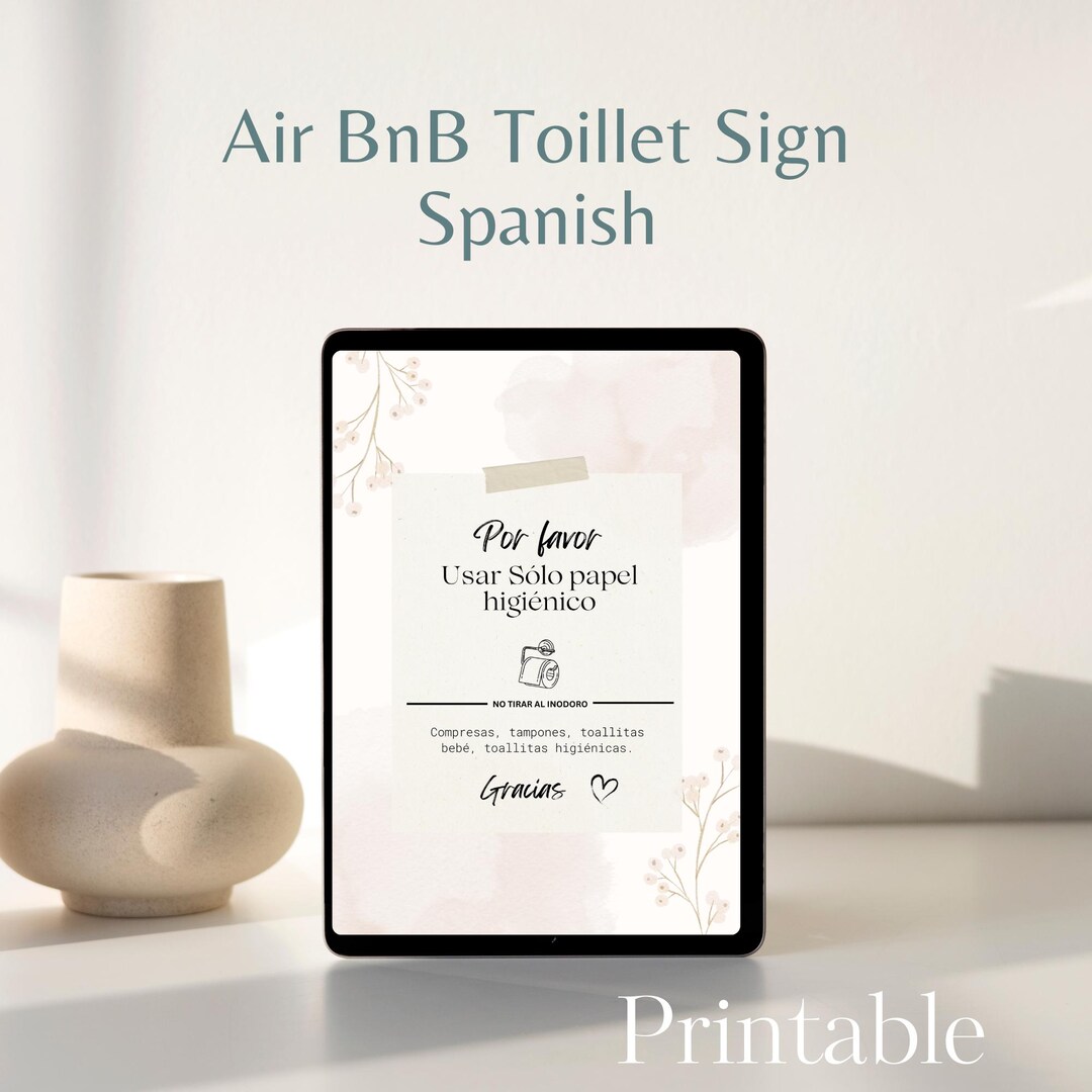 Spanish Bathroom Sign Template for Airbnb Host (PDF) - Etsy